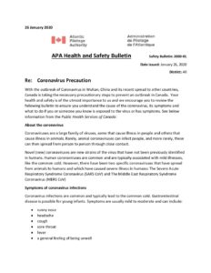 Health and Safety Bulletin 2020-01 Coronavirus | Atlantic Pilotage ...