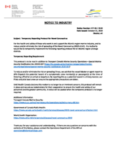Notice to Industry #8 – Temporary Reporting Protocol for Novel ...