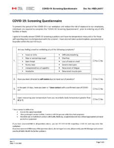 HSE-L4-017 COVID Screening Questionnaire | Atlantic Pilotage Authority